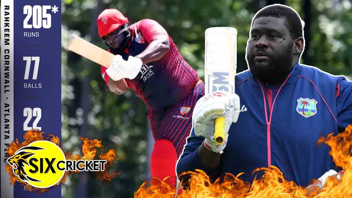 ජෝර්ජියාවේ පැවති T20 ක්‍රිකට් තරගයකදී කොදෙව් ක්‍රීඩක Rahkeem Cornwall ...
